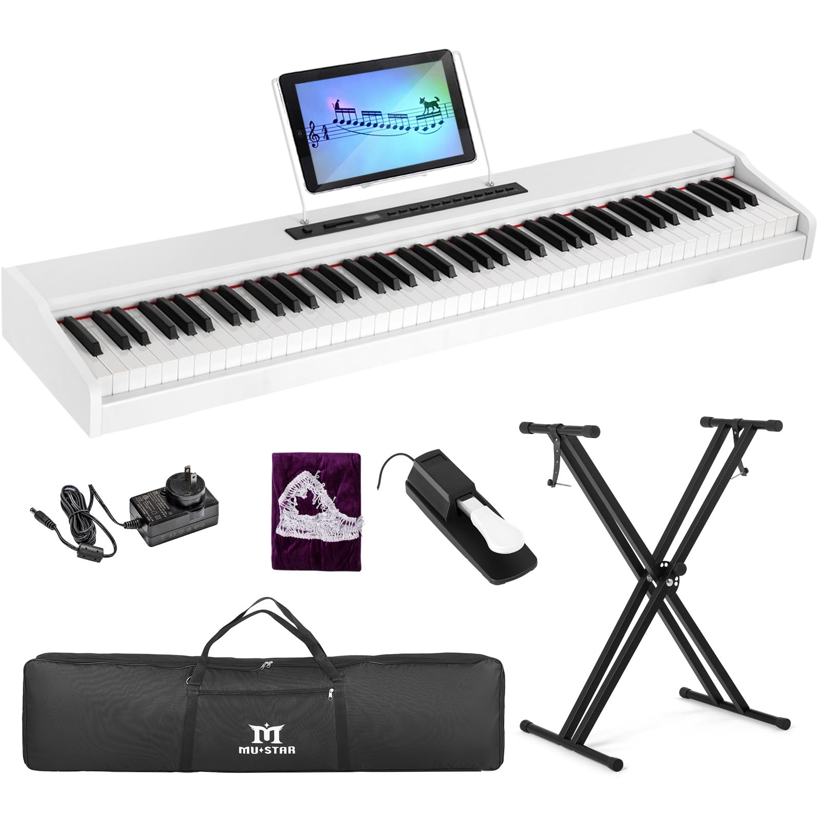 Amazon.com: MUSTAR Digital Piano 88 Key Semi Weighted for Beginners, 88 ...
