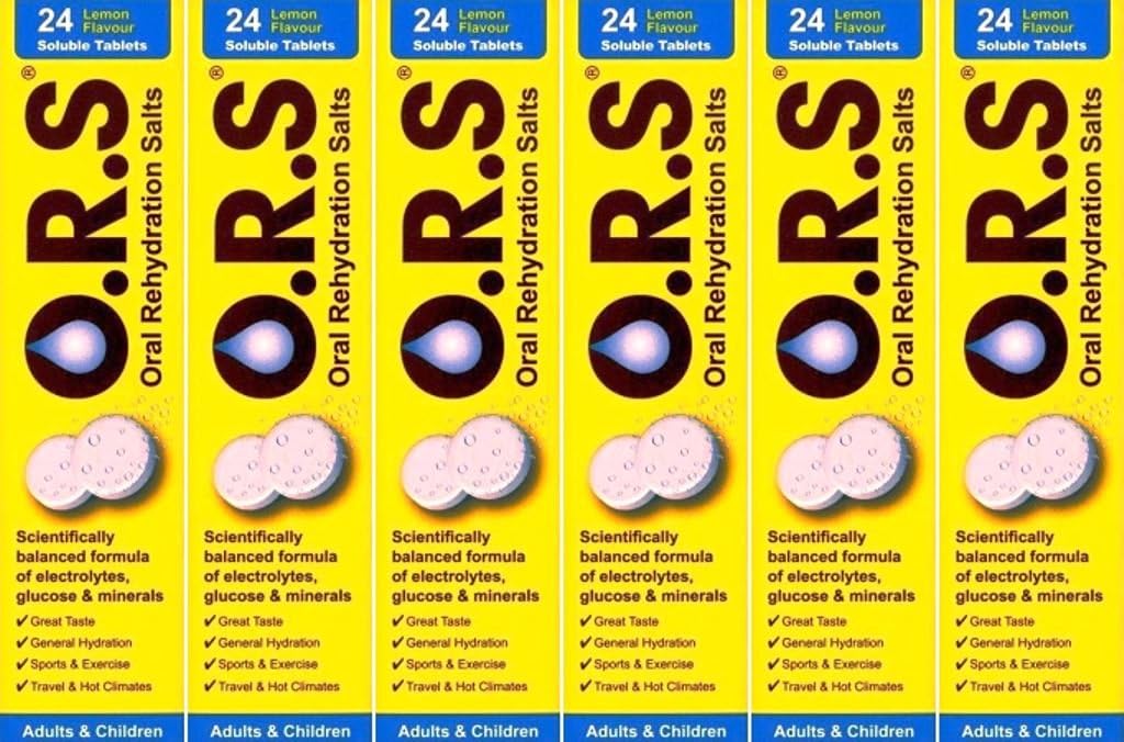 O.R.S Oral Rehydration Salts 24 Lemon Flavour Soluble Tablets x 6 Packs ...