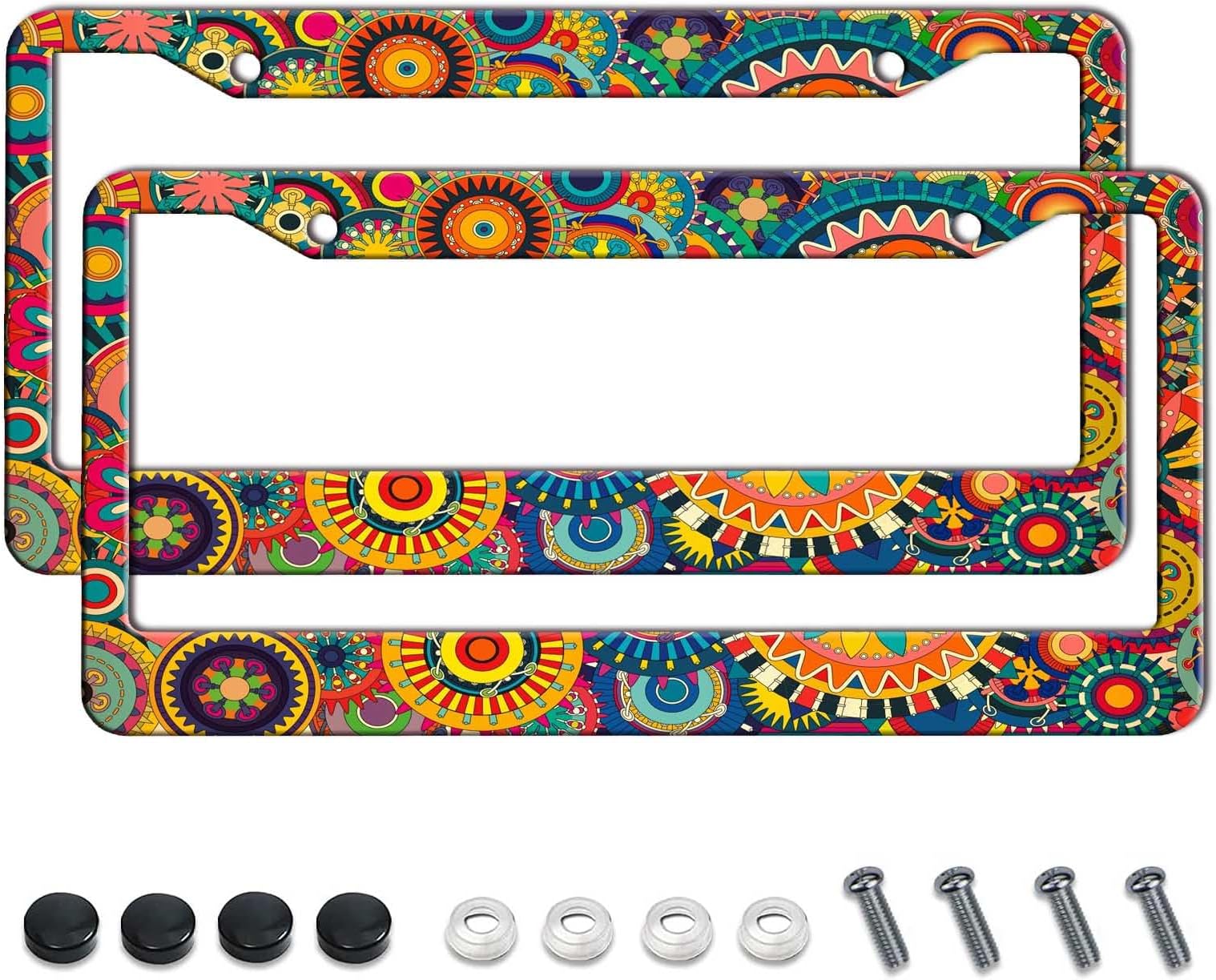 Amazon.com: BTFLFDR Tropical Hippie Flower License Plate Frames Retro ...