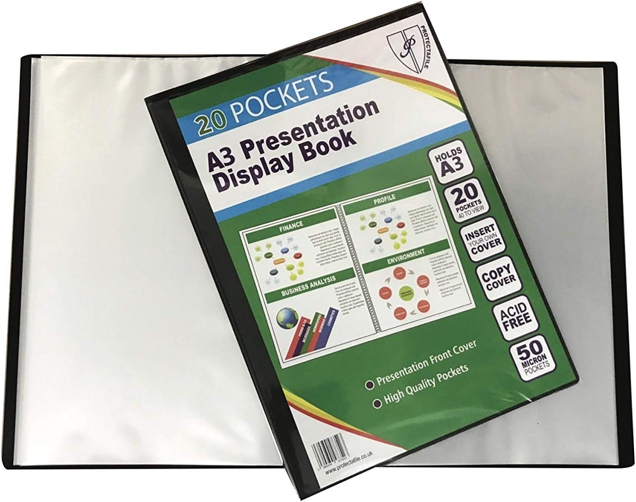 Tiger 3 x A3 Black Presentation Display Book With 20 Pockets (40 Views ...