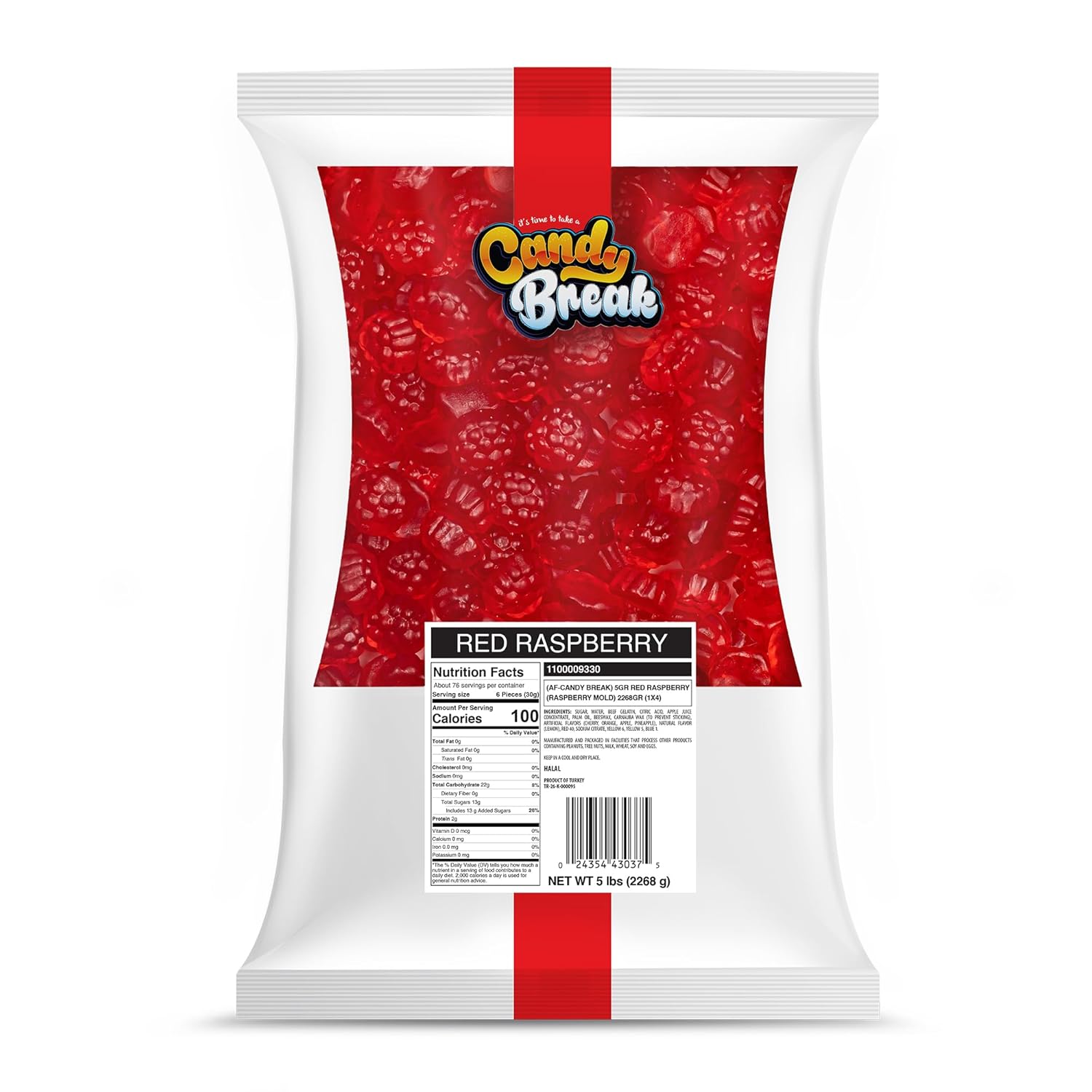 Amazon.com : Candy Break Red Raspberry Bulk Gummy Candy, 5 lbs Bag ...