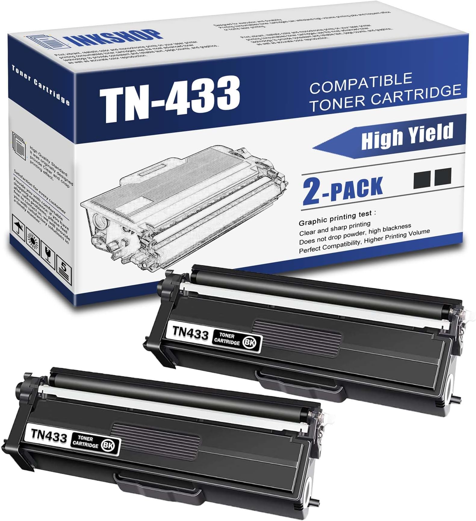Amazon.com: Brother Genuine TN433BK 2-Pack High Yield Black Toner ...