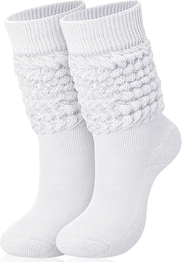Glitopper Slouch Socks for Women Girls Men White Slouchy Socks Pack ...