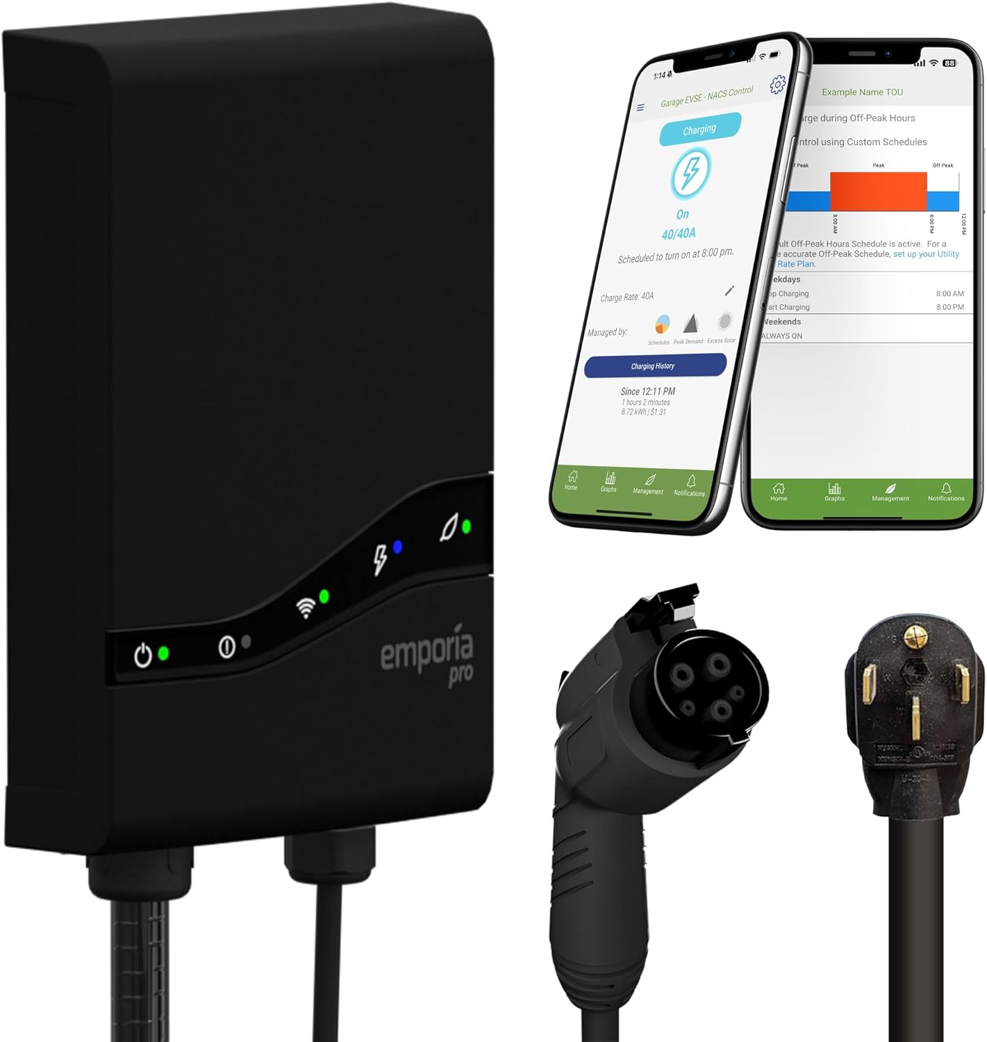 EMPORIA Pro Level 2 EV Charger with PowerSmart - 40 amp Fast EV Charger ...