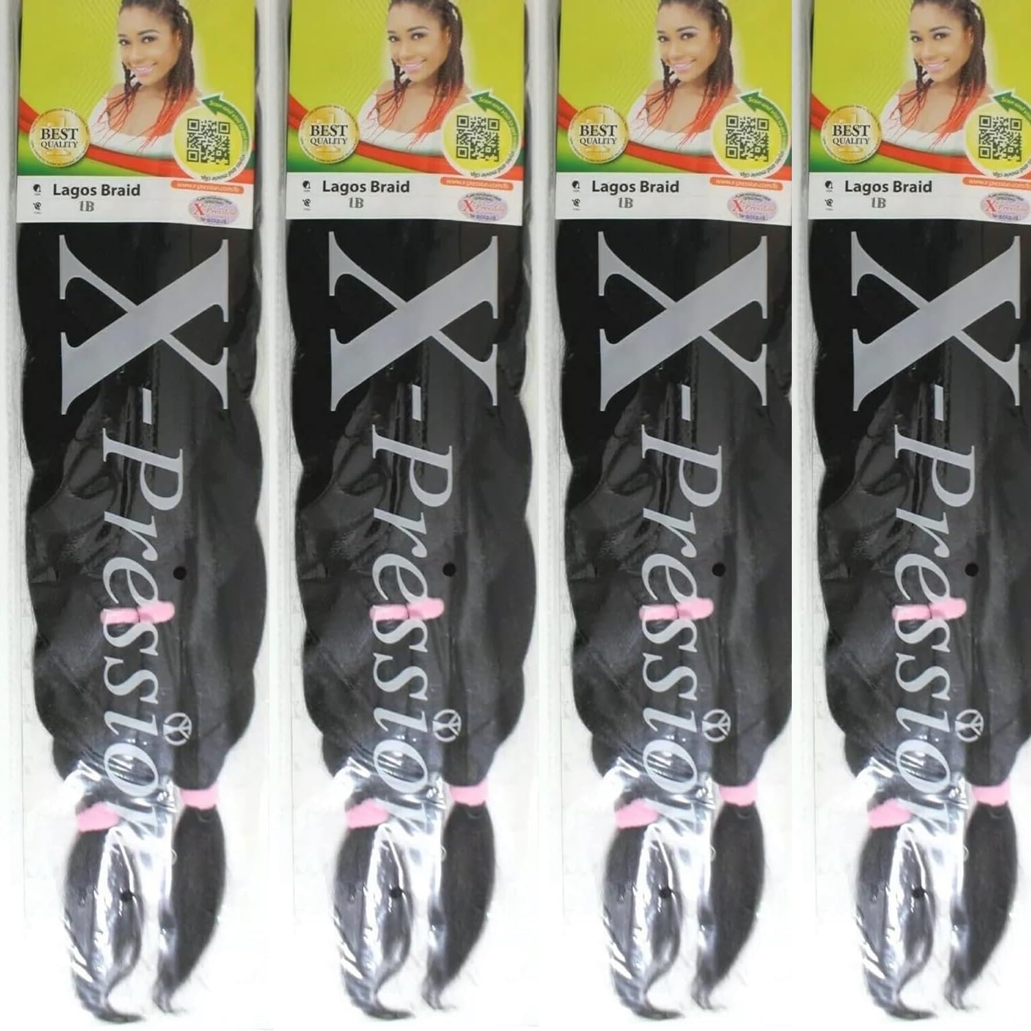 X-Pression 1B 4 PACK XPRESSION LAGOS BRAID Pre-Pulled Hair Extension ...
