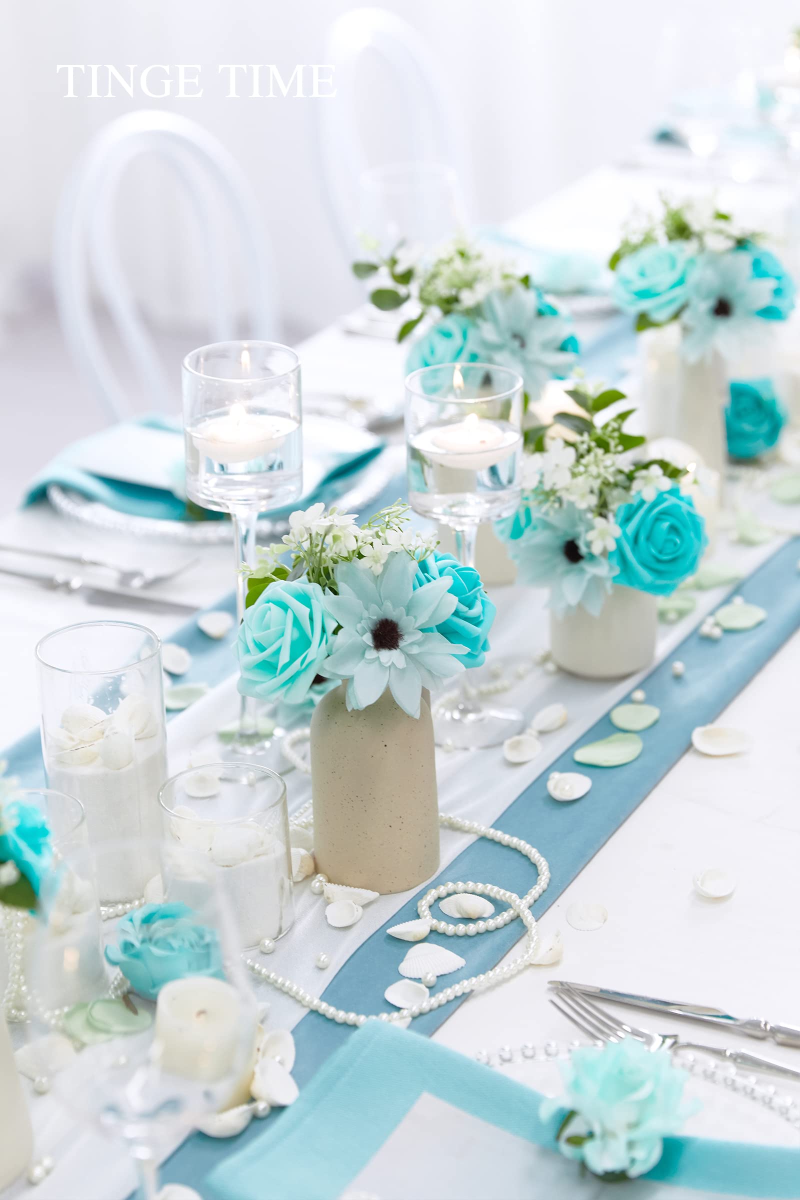 Centros De Mesa En Color Azul Tiffany