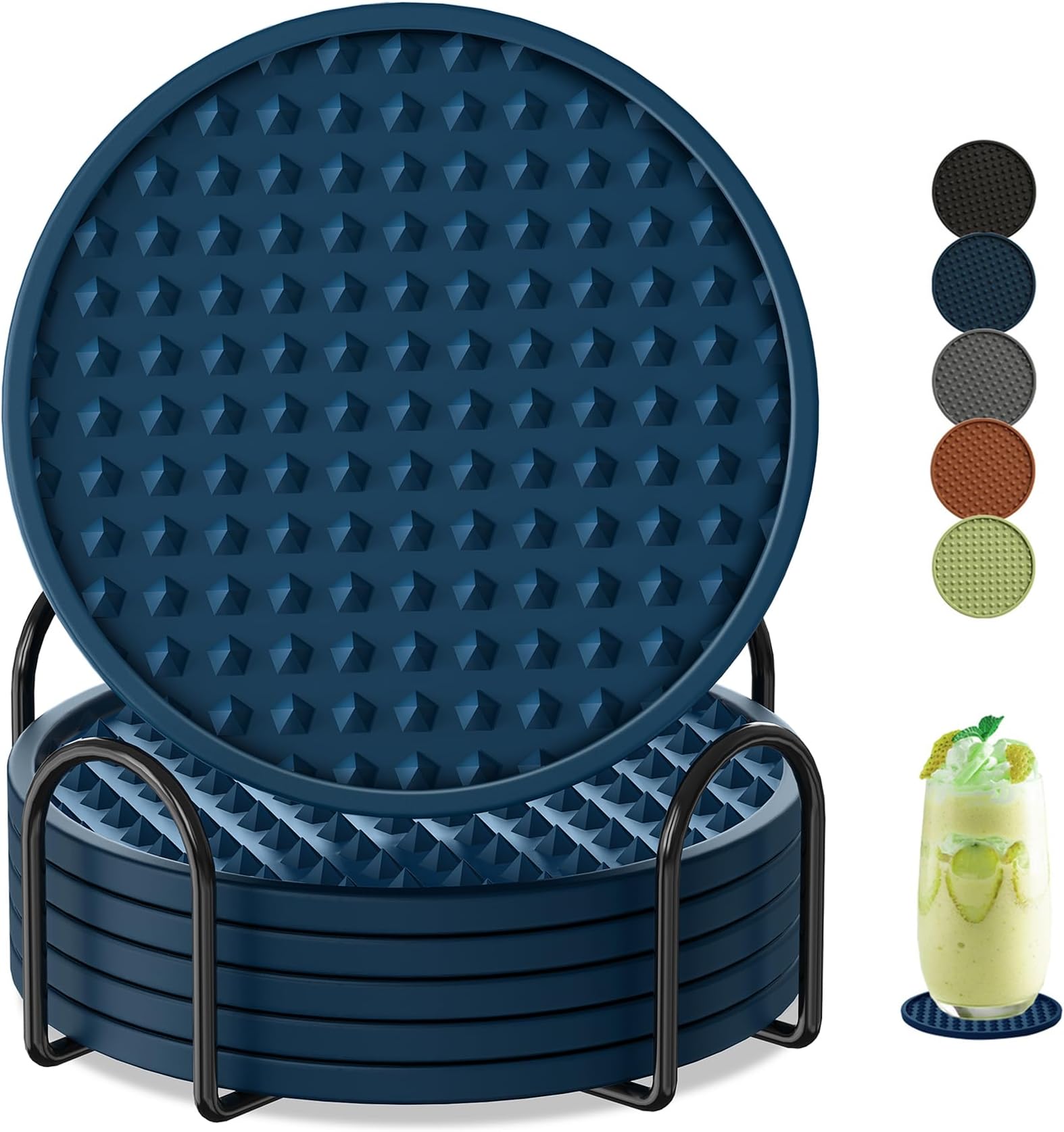 Amazon.com: ESUOHYM Coasters Set of 6 with Holder Drink Coasters Cup ...