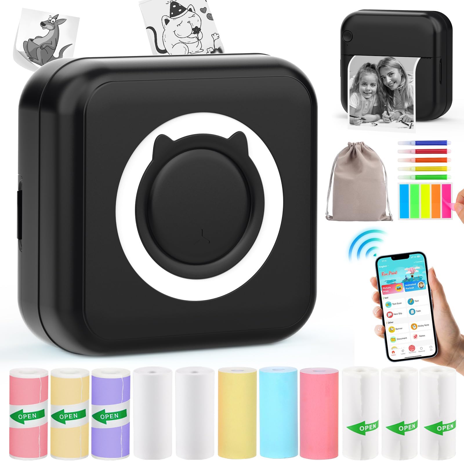 Amazon.com: HUIJUTCHEN Print Pods Mini Printer Portable, Bluetooth ...