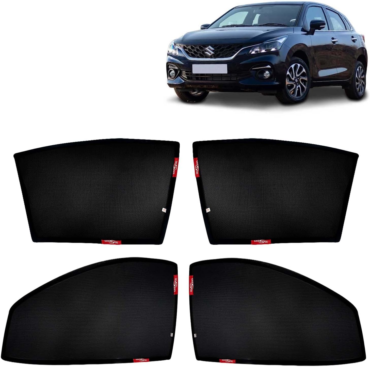 KINGSWAY® Baleno Car Sun Shade Z-Black Non Magnetic Fix Type Curtains ...