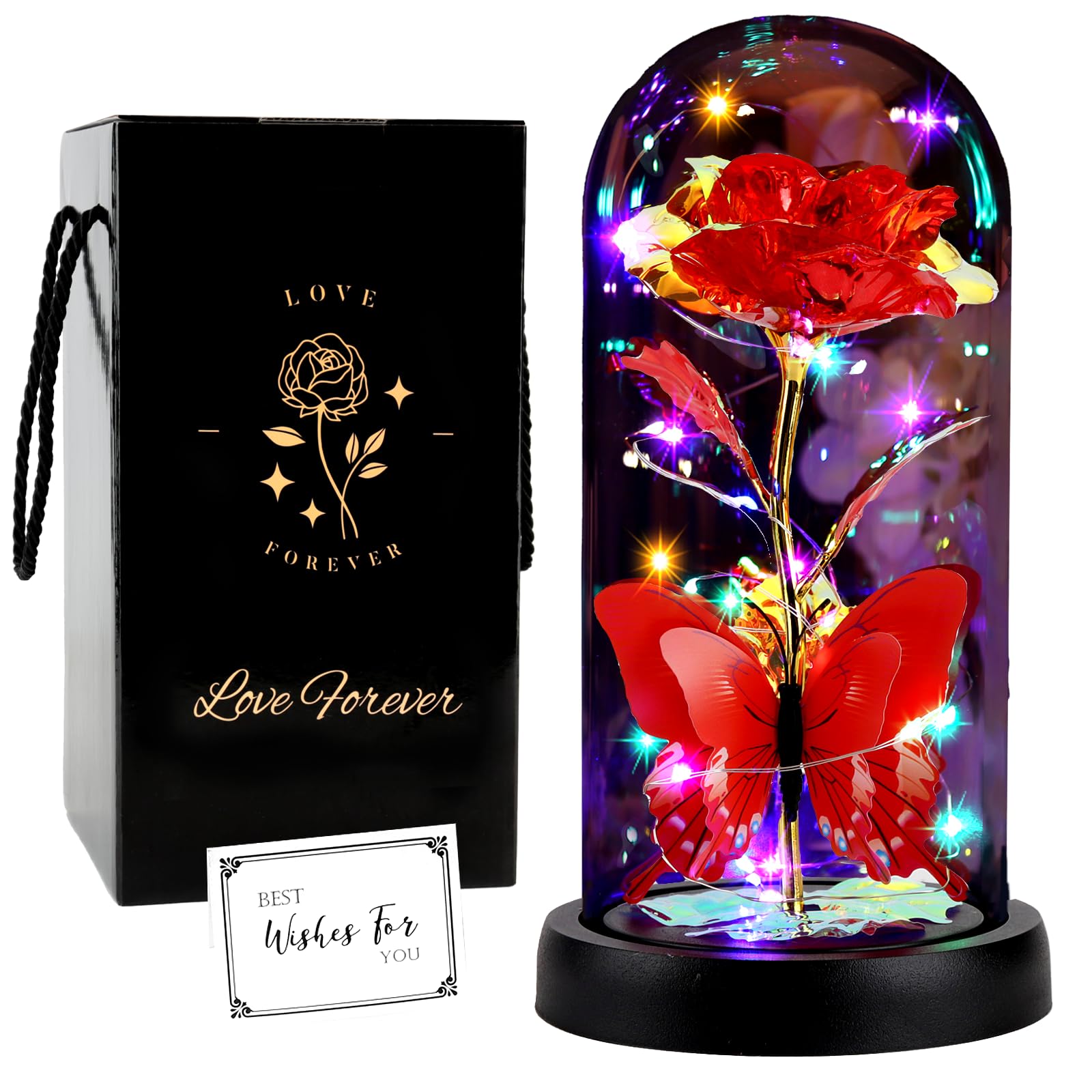 Amazon.com: Beauty and The Beast Rose, Light Up Galaxy Rose Gift for ...