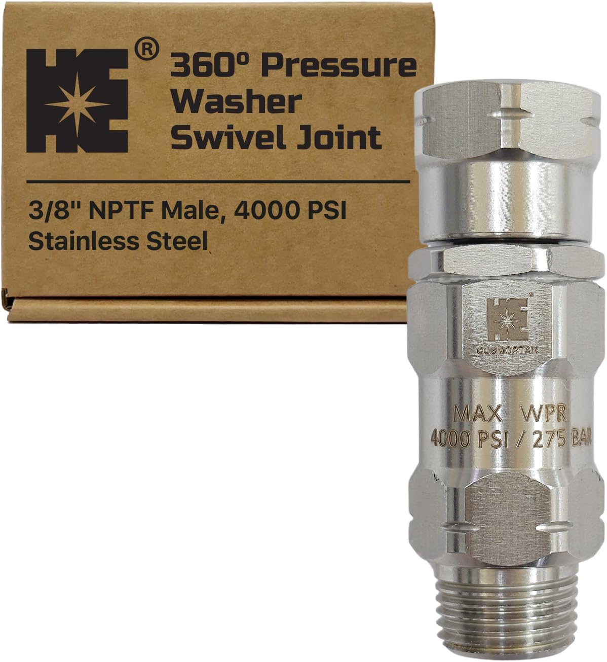 Amazon.com: Cosmostar 3/8" NPT-M Stainless Steel 360° Pressure Washer ...
