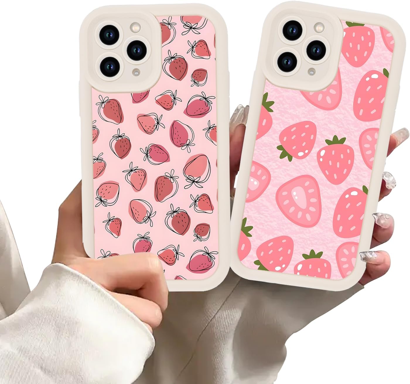 Amazon.com: ZNUKSJNQ 2 Pack Aesthetic Strawberry Phone Cases for iPhone ...