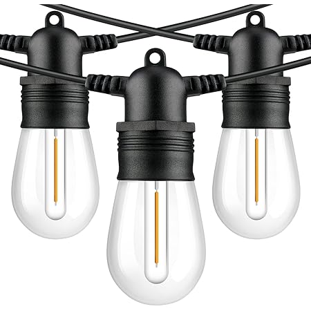 60ft Cool White LED Outdoor String Lights, Waterproof Festoon Light, 20 ...