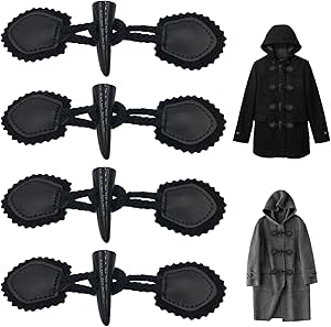 Amazon.com: Toggle Buttons 4Pcs PU Leather Duffle Coat Toggles Vintage ...