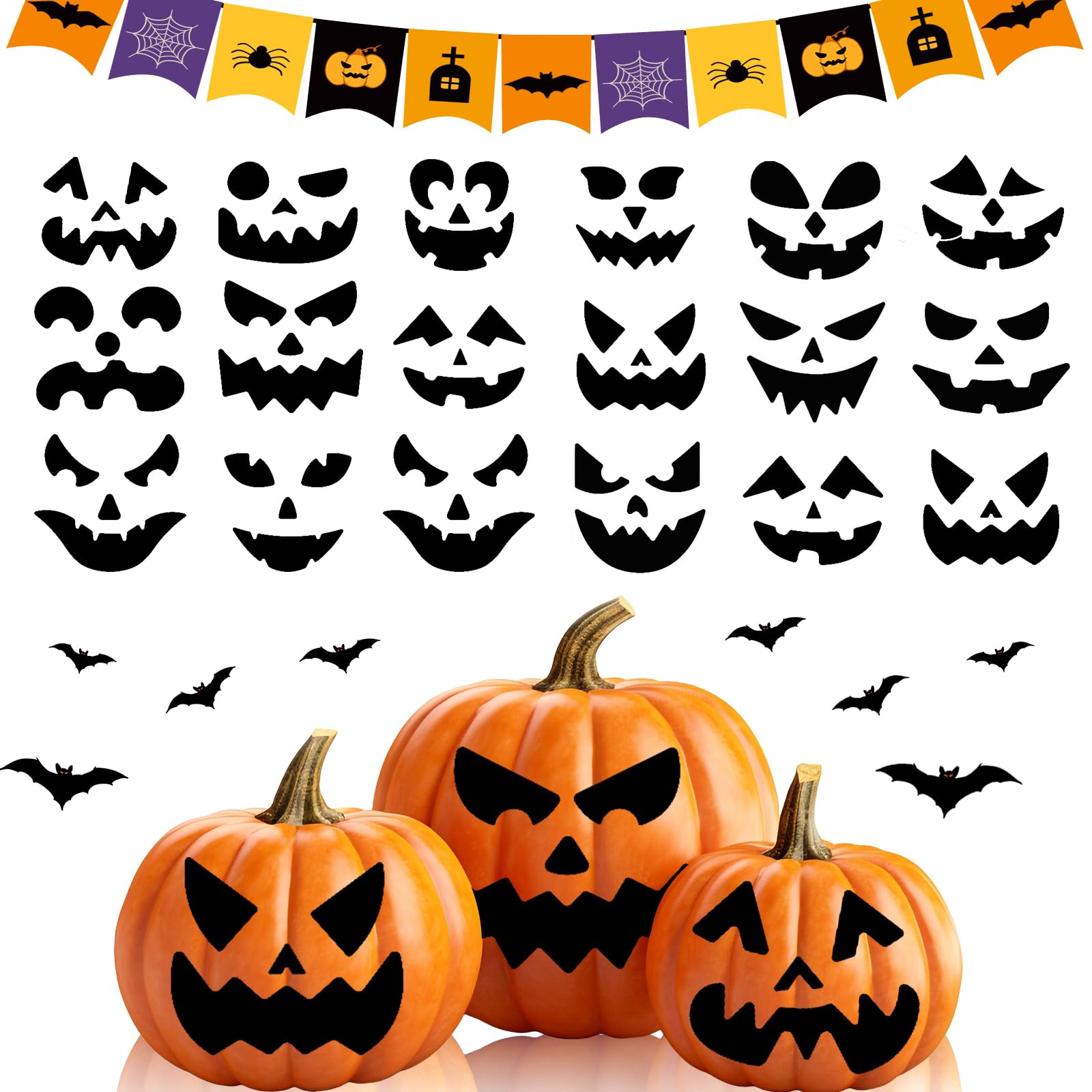 Amazon.com: Hying 16 Sheets Halloween Pumpkin Decorating Stickers ...