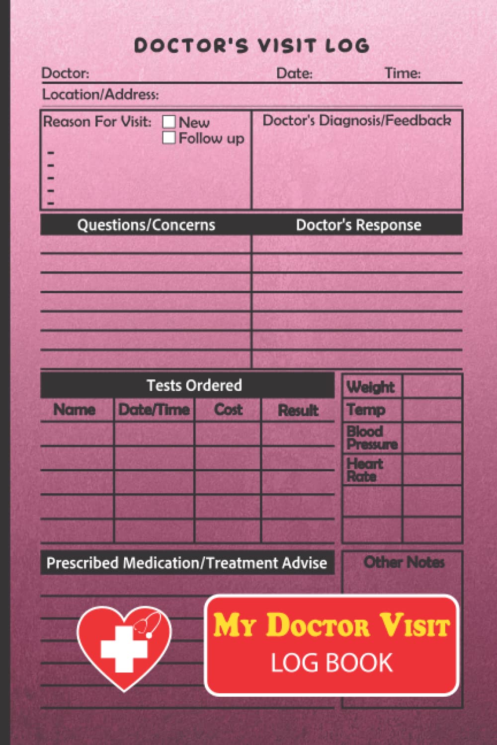 My Doctor Visit Log Book: Doctor Visits Tracker Journal, Medical ...