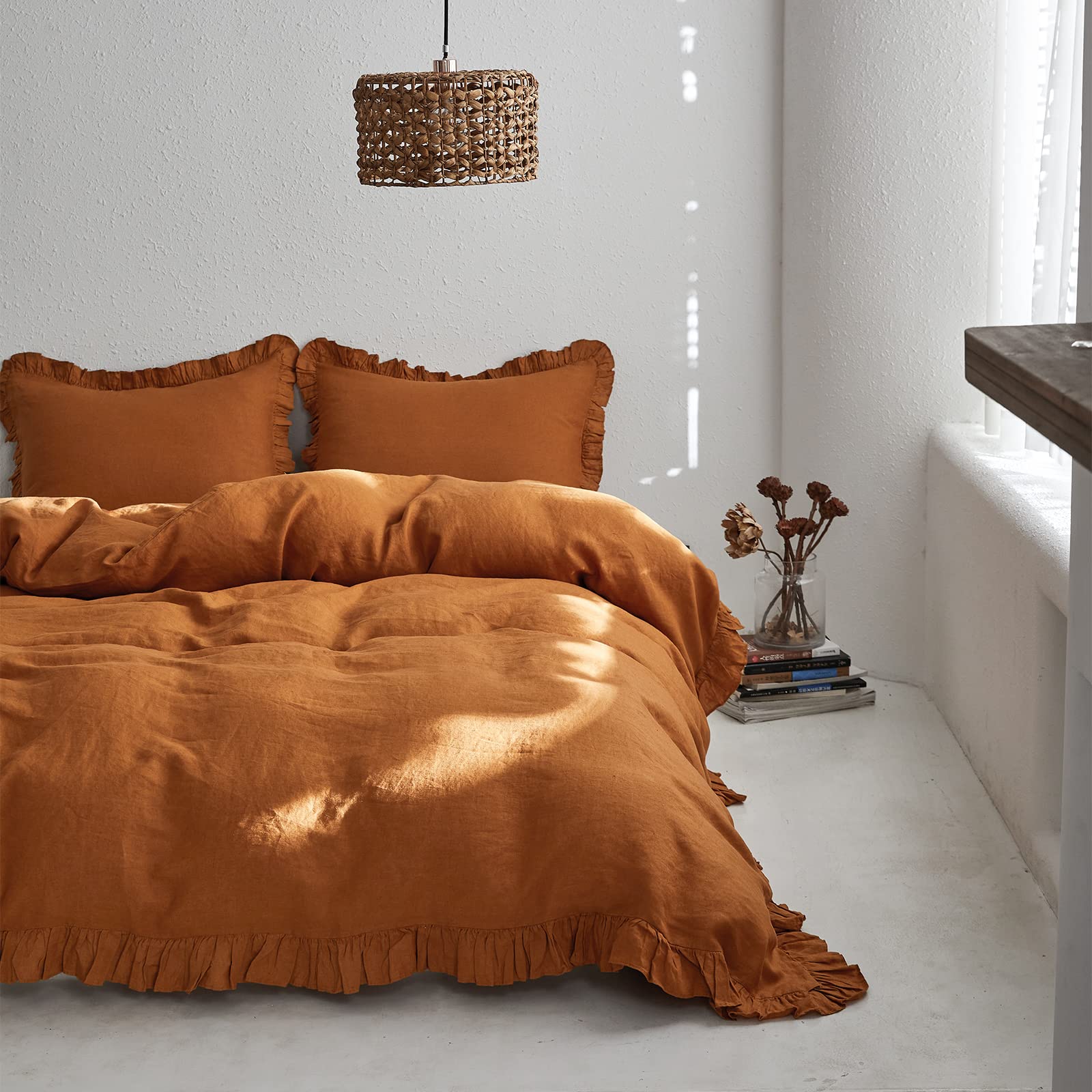 Simple&Opulence 100% Washed Linen Duvet Cover Set-3 Pieces Shabby Chic ...