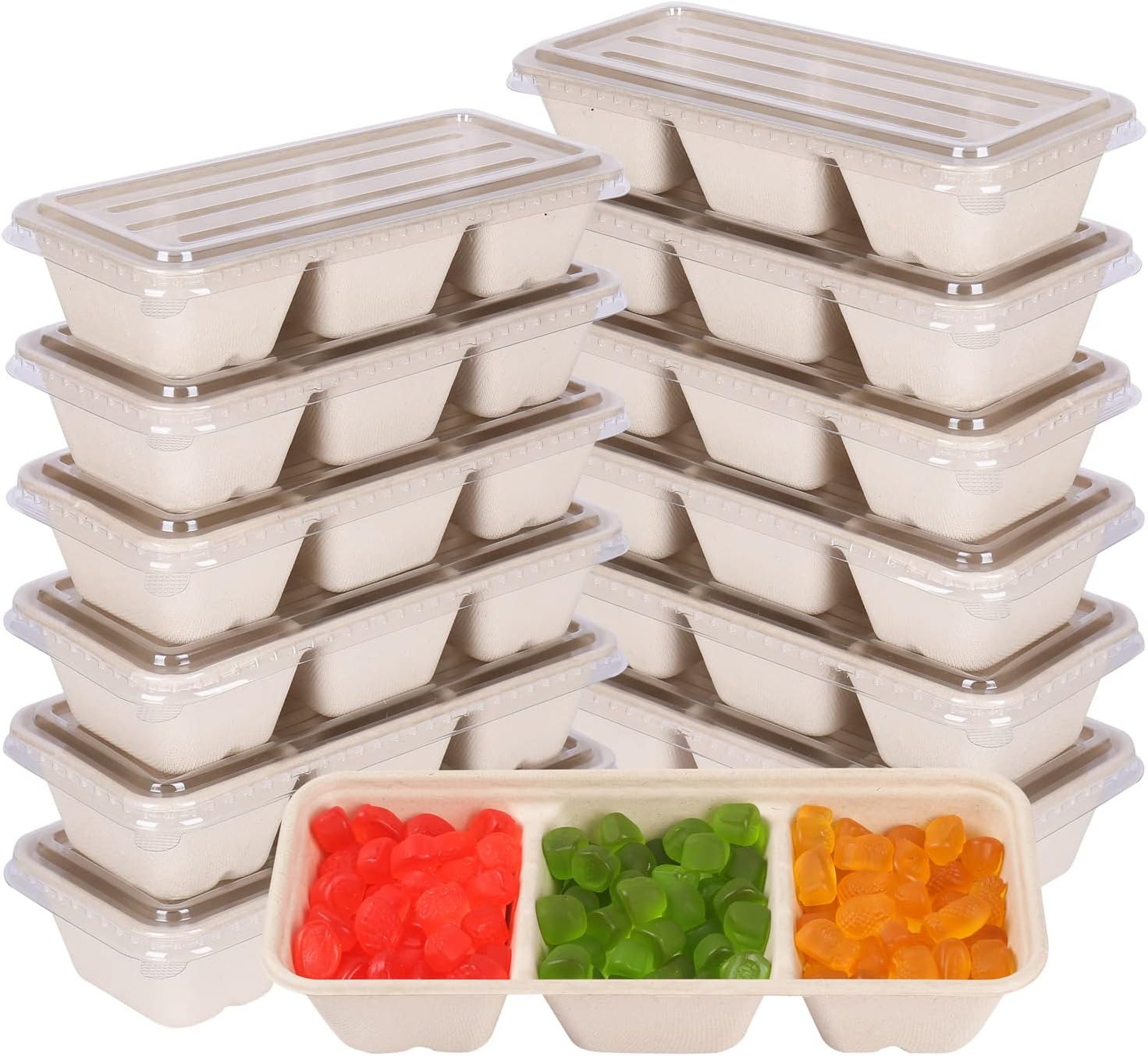 Amazon.com: JAYEEY Disposable Paper Bowls - 18 oz, 3 Compartments with ...