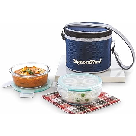 SignoraWare Executive High Microwave Safe Office Lunch Box Set with Bag ...