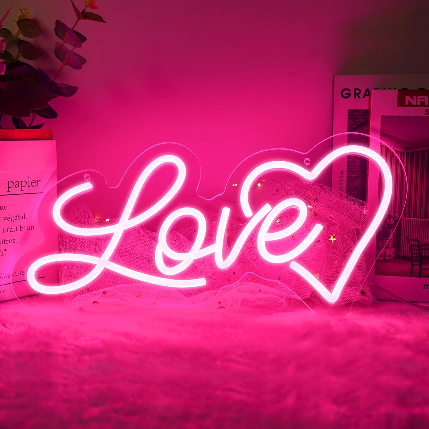 Love Heart neon Sign - 10 Levels Dimmable USB neon Lights for Wall ...