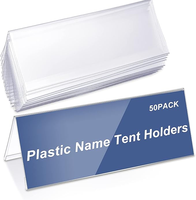 Amazon.com: Vicenpal 50 Pieces Clear Plastic Name Tent Holders 11" x 4. ...