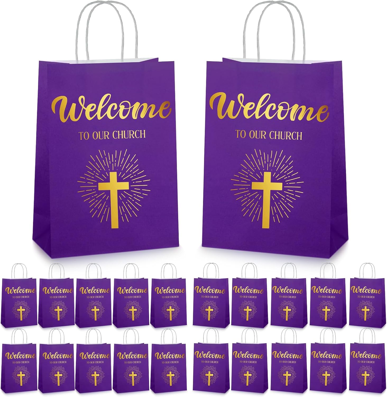 Amazon.com: Chuangdi 50 Pcs Church Welcome Gift Bags Christian Paper ...