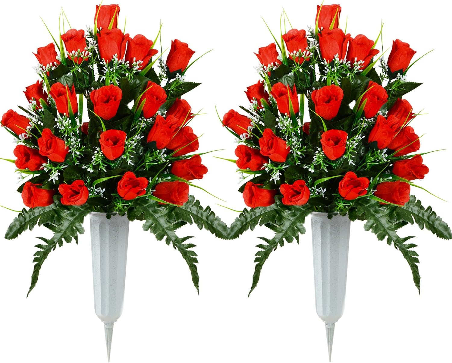 Amazon.com: Glitinsel 4 Sets Artificial Cemetery Flowers, Memorial ...