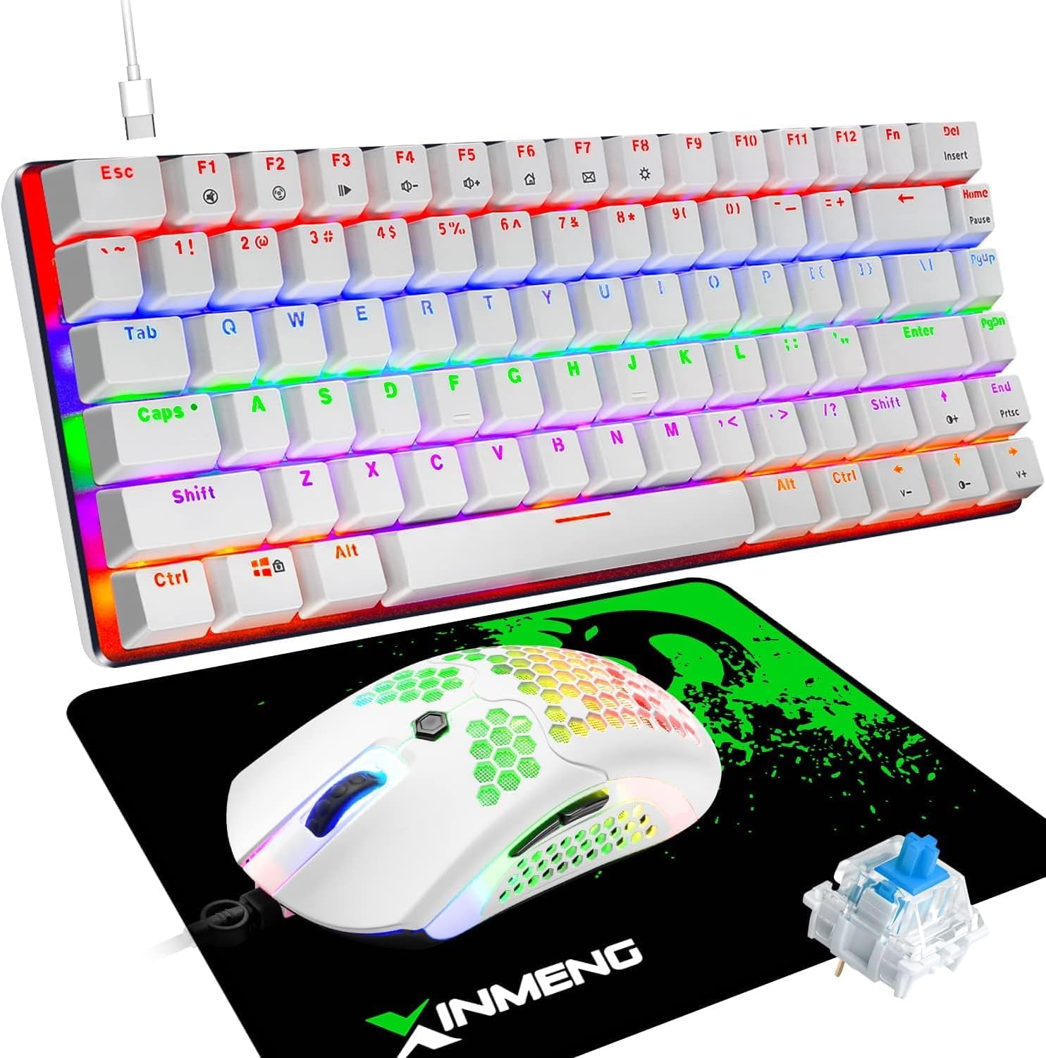 Amazon.com: Gaming Keyboard and Mouse and Mouse Pad,Wired Rainbow ...