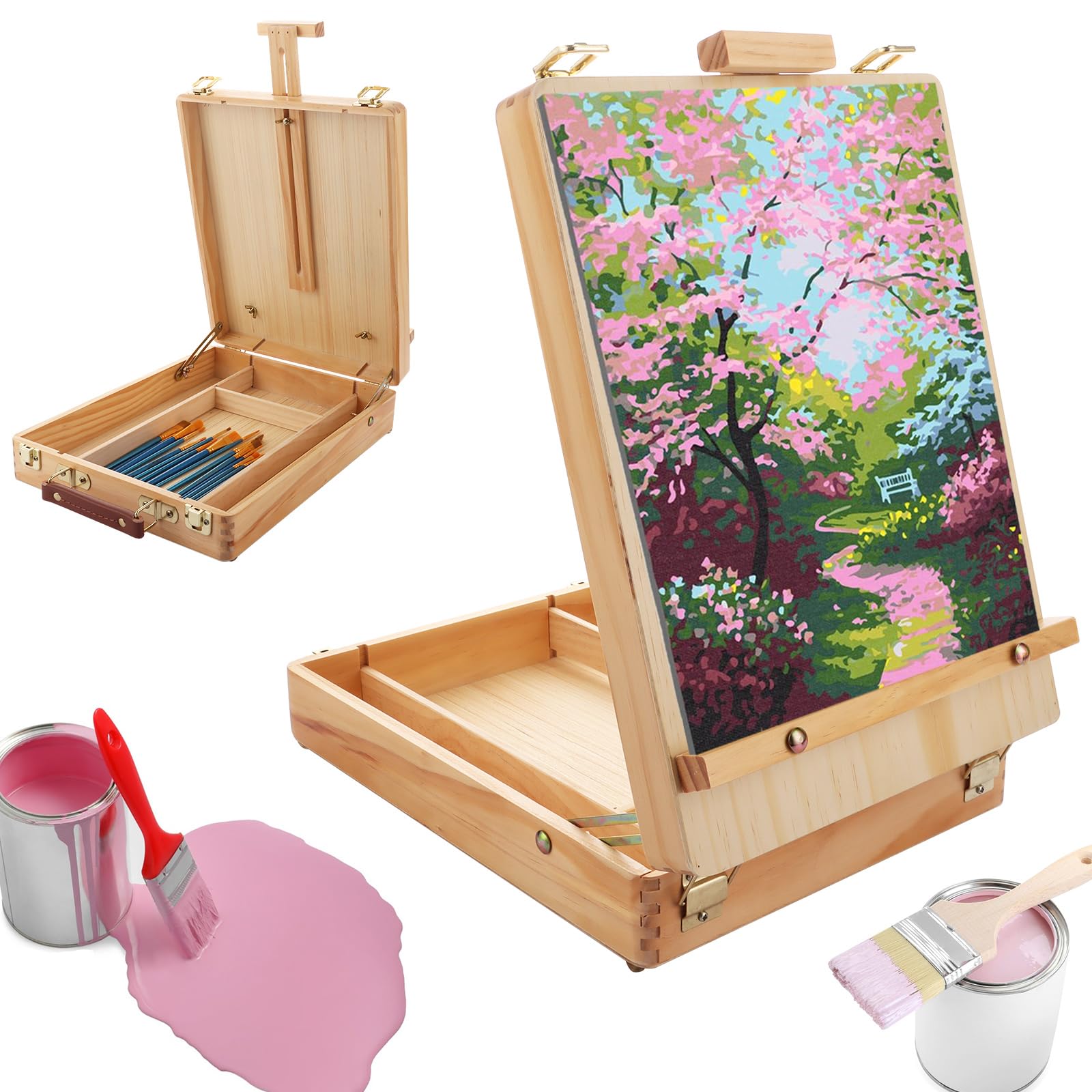 WOPPLXY Wooden Table Easel Box - Adjustable Table Easel Art Painting ...