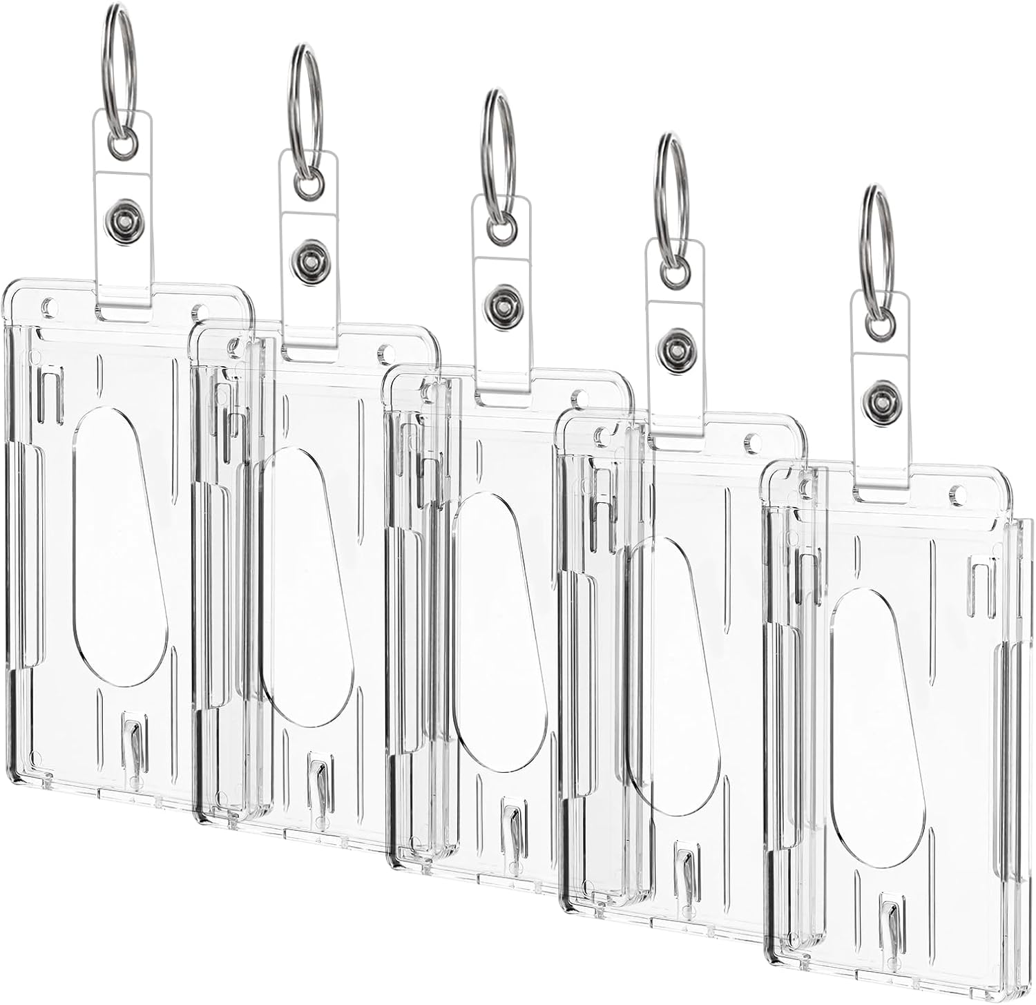 cobee 5 Pack Heavy Duty Badge Holders with Keyring, Hard Plastic ID ...