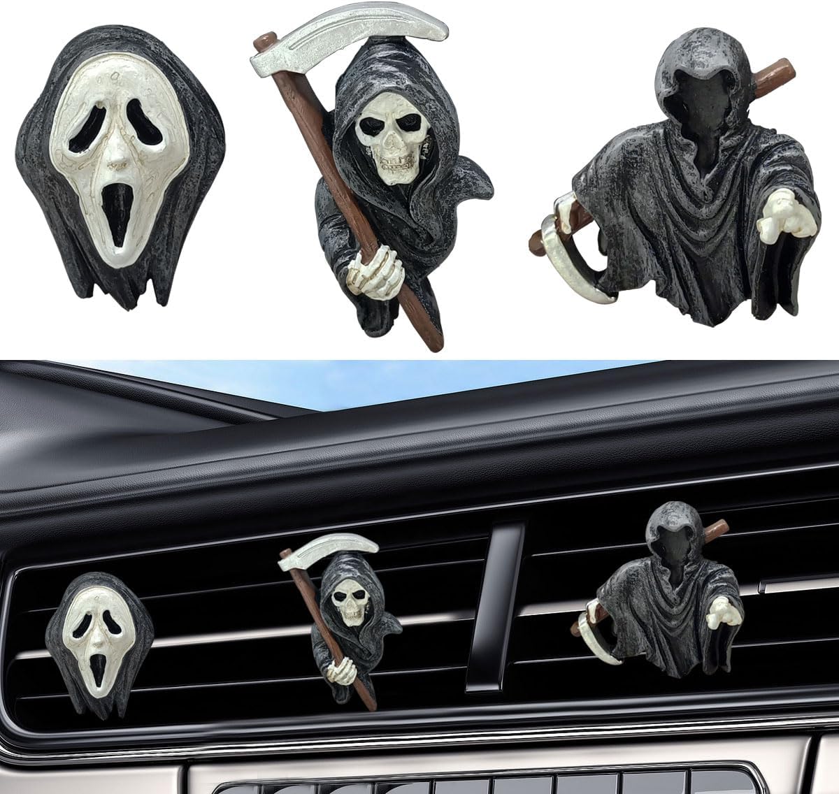 Amazon.com: 3PCS Cool Skull Car Air Freshener Vent Clip, Ghost Skeleton ...