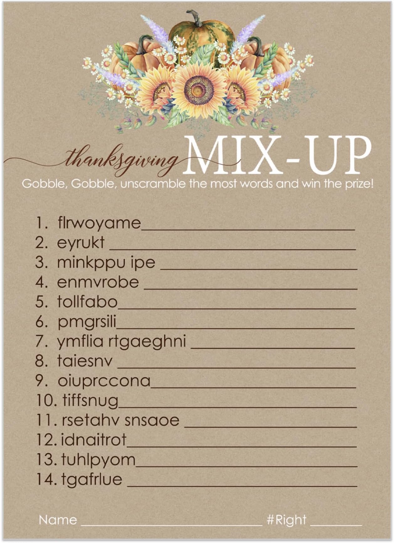 Amazon.com: Thanksgiving Day Scratch Off Game Cards - Pumpkin & Turkey ...