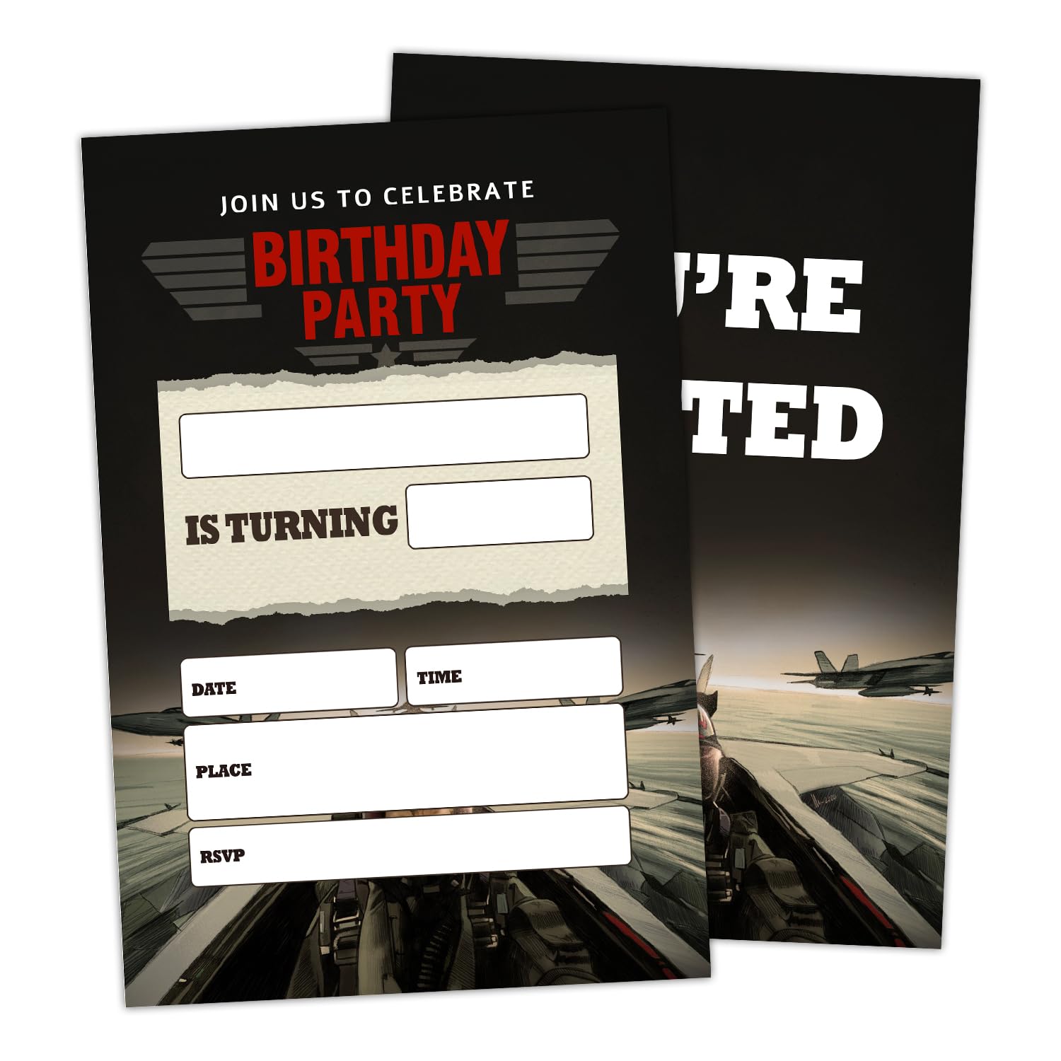 Amazon.com : Fighter Jet Birthday Invitations for Boy, Special Forces ...