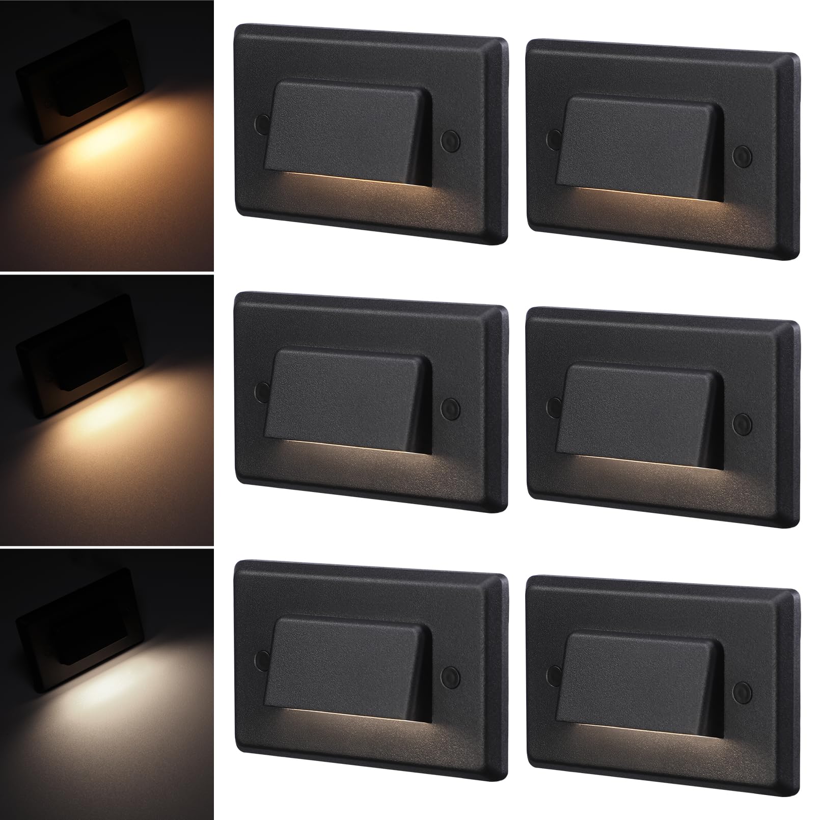 LEONLITE Dimmable 3CCT LED Step Lights Black, 100-277V Commercial, Anti ...