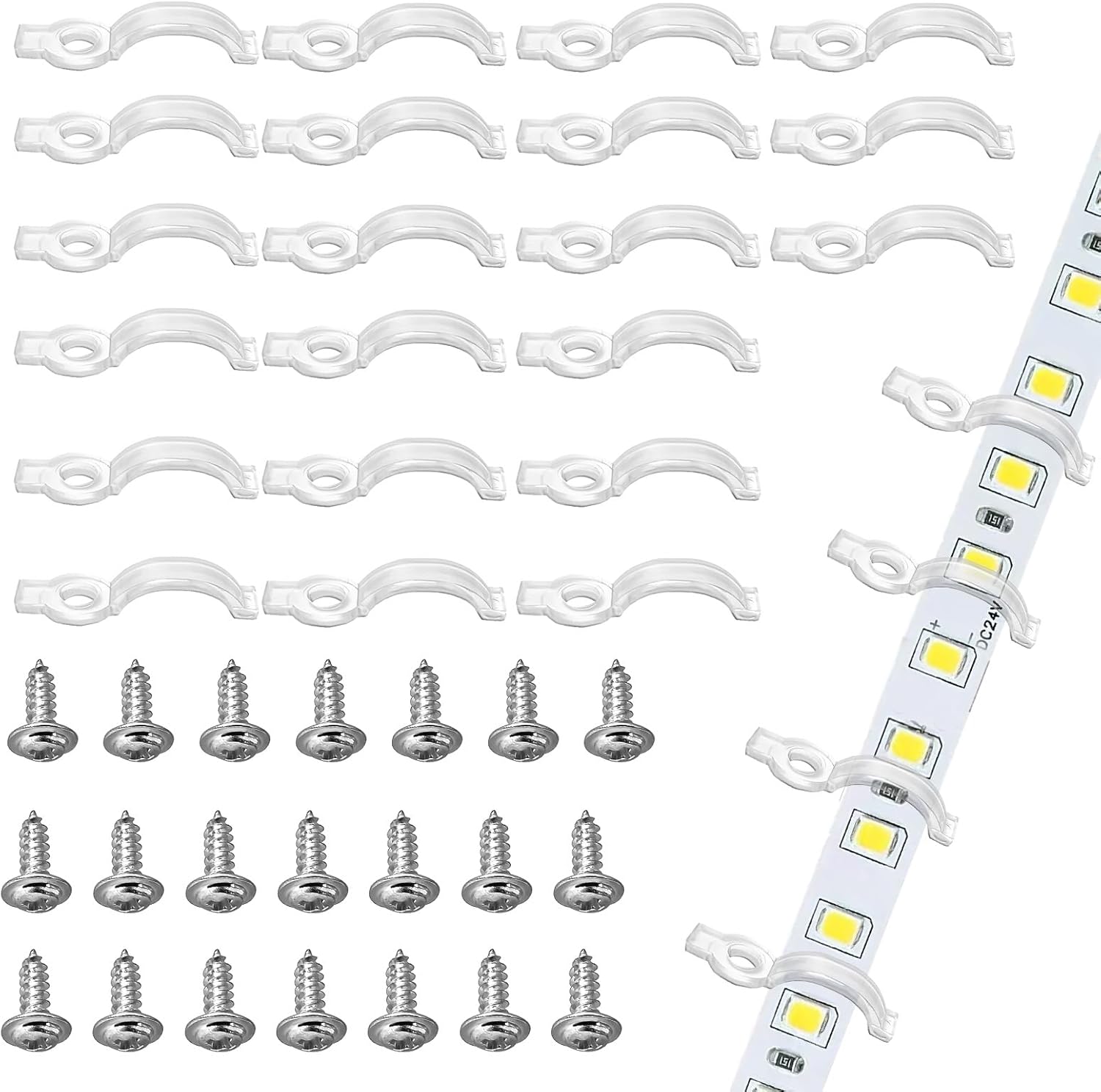 100 Sets Led Strip Clips 10mm Transparent Led Strip Cable Light Fixing ...