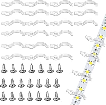 100 Sets Led Strip Clips 10mm Transparent Led Strip Cable Light Fixing ...
