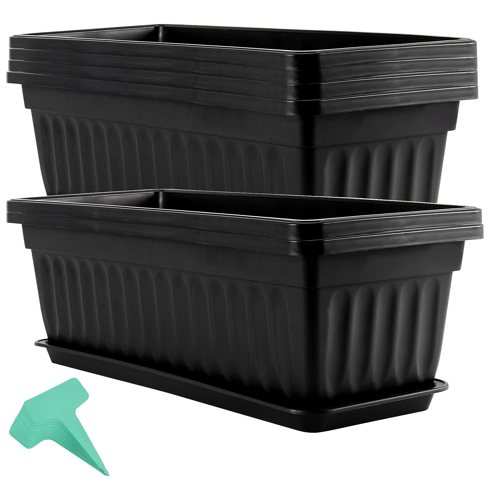 PINGEUI 6 Pack 17 Inch Flower Window Box, Plastic Rectangular Flower ...