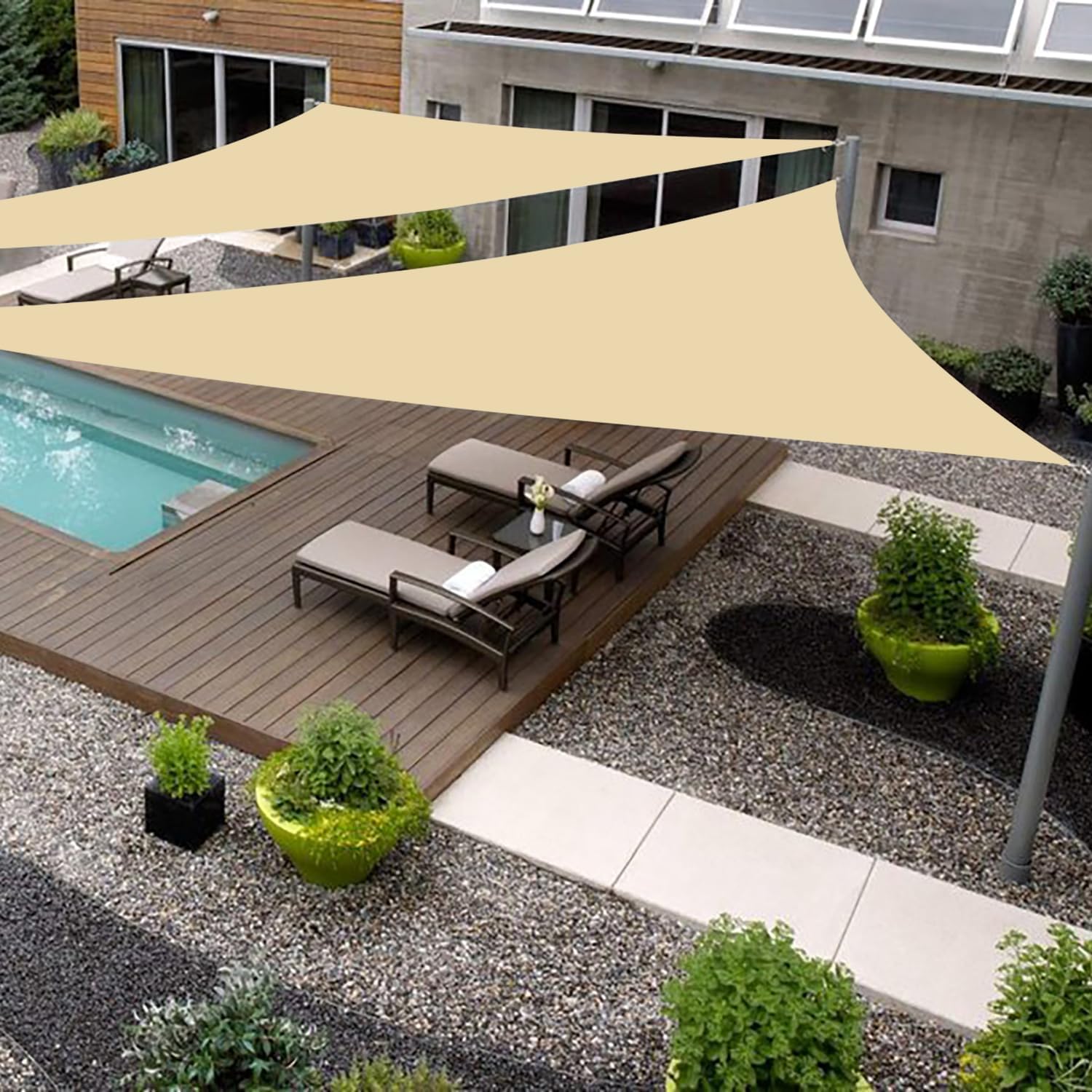 Amazon.com : SHADEWIZ Triangle 32' x 32' x 32' Beige Sun Shade Sail ...