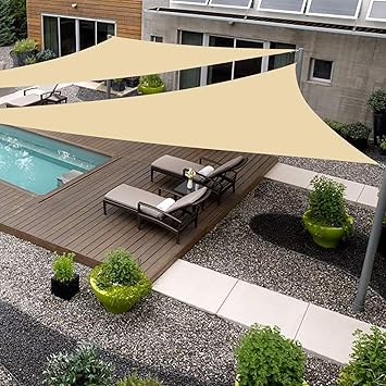 Amazon.com : SHADEWIZ Triangle 32' x 32' x 32' Beige Sun Shade Sail ...