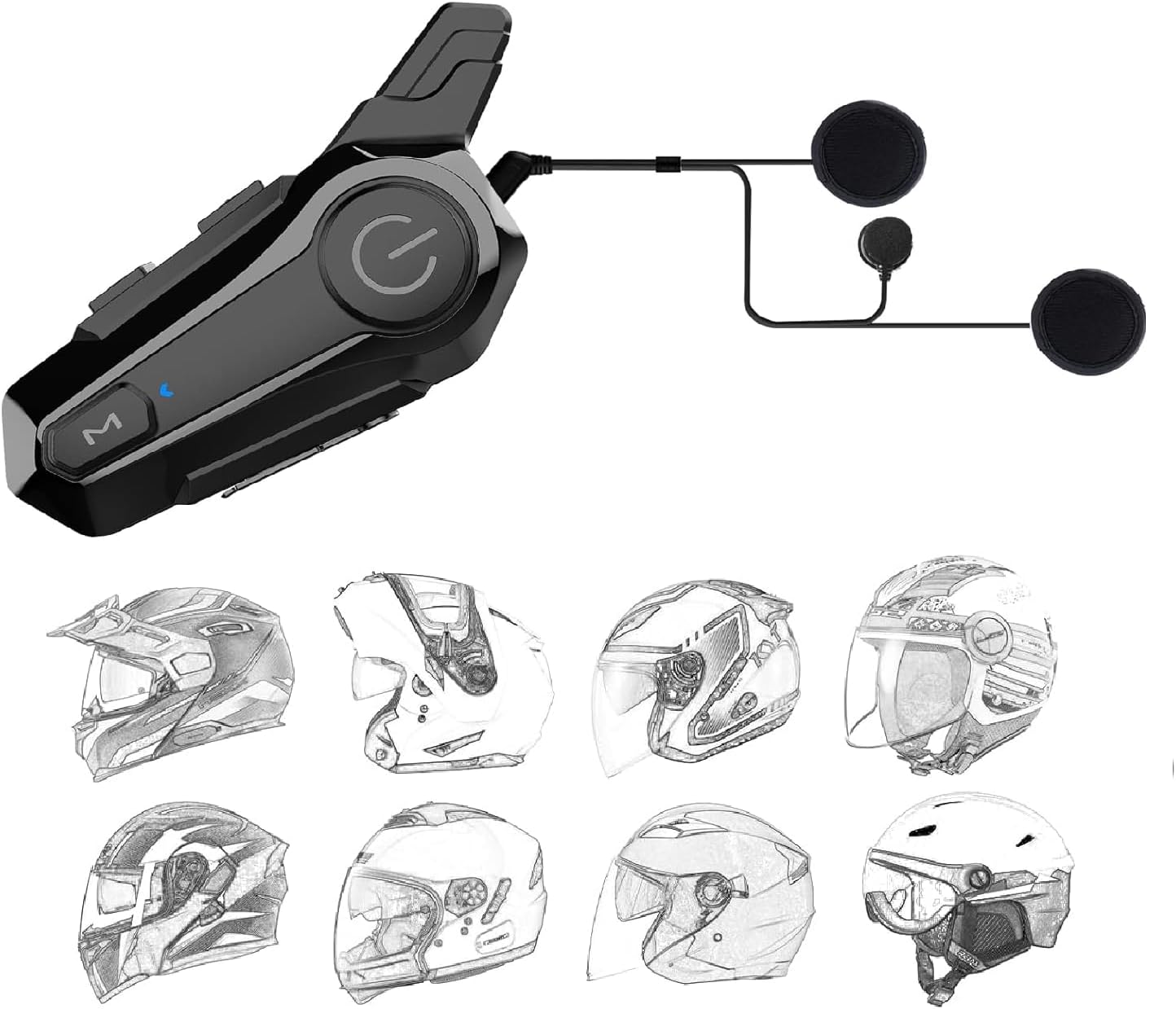Amazon.com: SOFFRIA Motorcycle Bluetooth Headset E1,2-Way 400M Dirt ...
