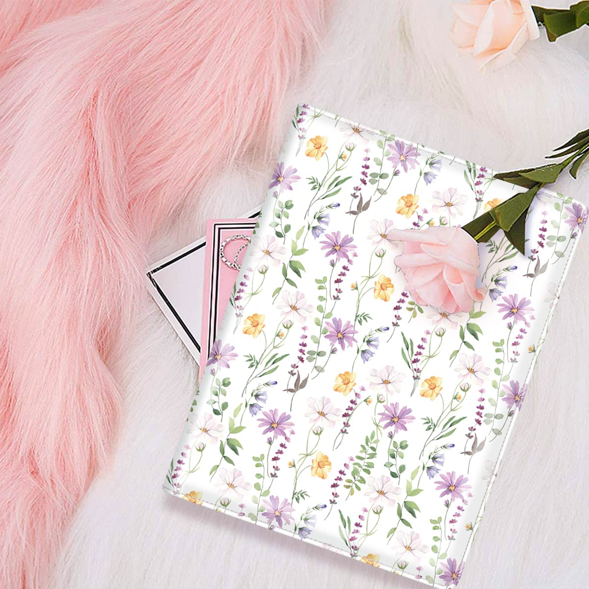 Snapklik.com : WAVEYU Portfolio Case For Women, Cute Floral Padfolio Cover For Girls, Conference ...