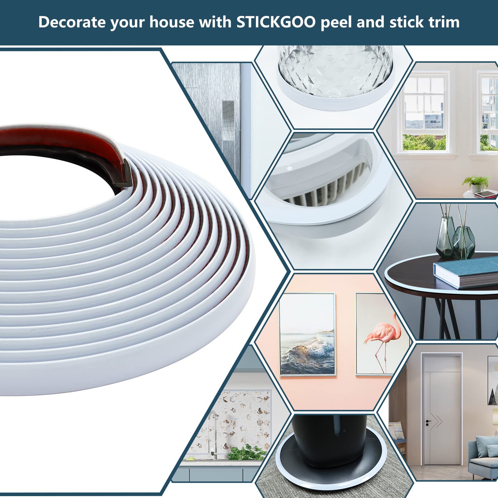 Snapklik.com : 22ft Peel And Stick Trim Molding, Premium Self-Adhesive ...