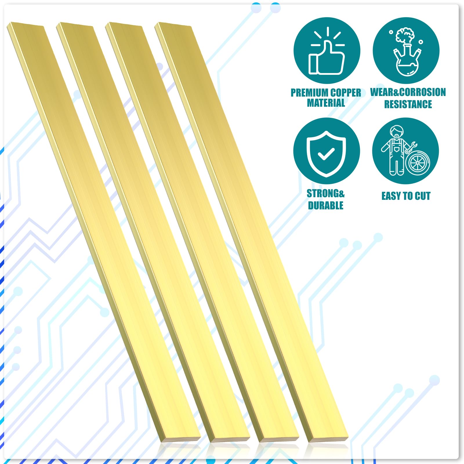 Snapklik.com : 4 Pcs C360 Brass Flat Bar 1/4" X 1" X 12" Knife Making Brass Bar Stock Brass ...