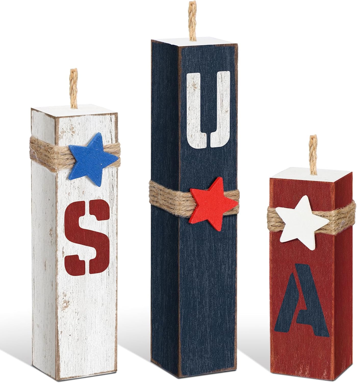 Amazon.com: Amyhill 3 Pcs 4th of July Wooden Table Decorations ...