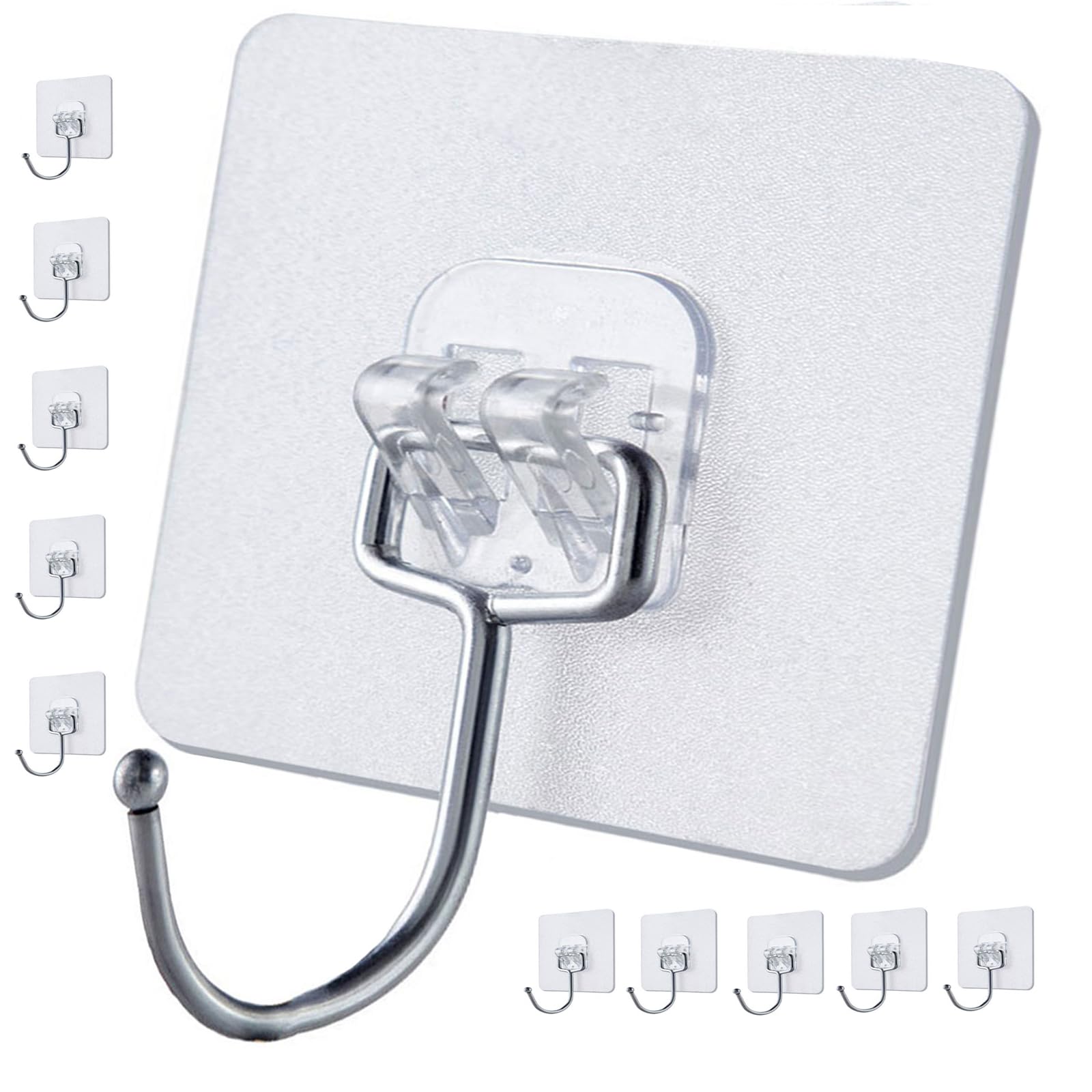 EBUKTUK Wall Hooks with Good Adhesion, Wall Hook Waterproof Transparent ...