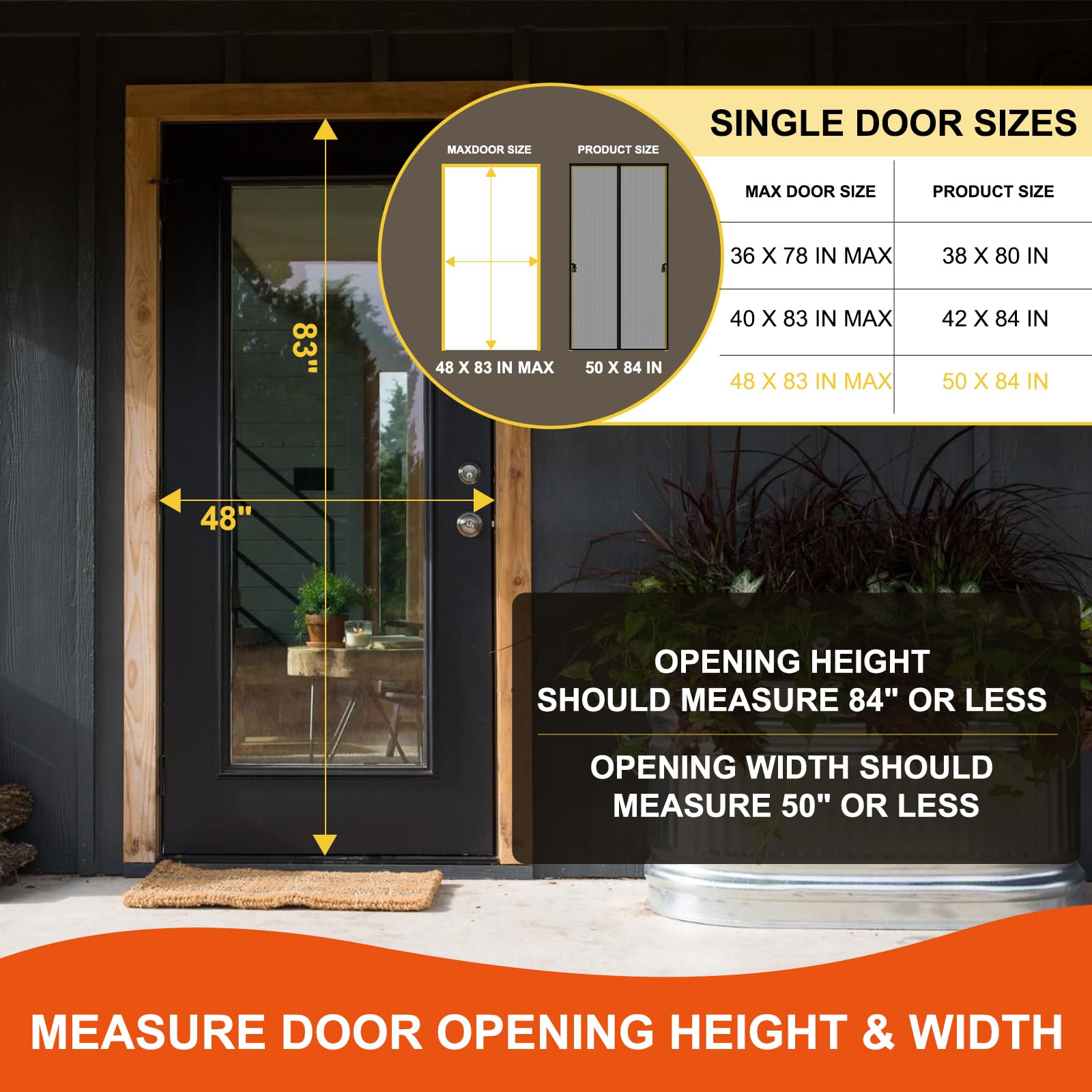 Snapklik.com : Fiberglass Magnetic Screen Door Fit Door Size 48 X 83 In ...