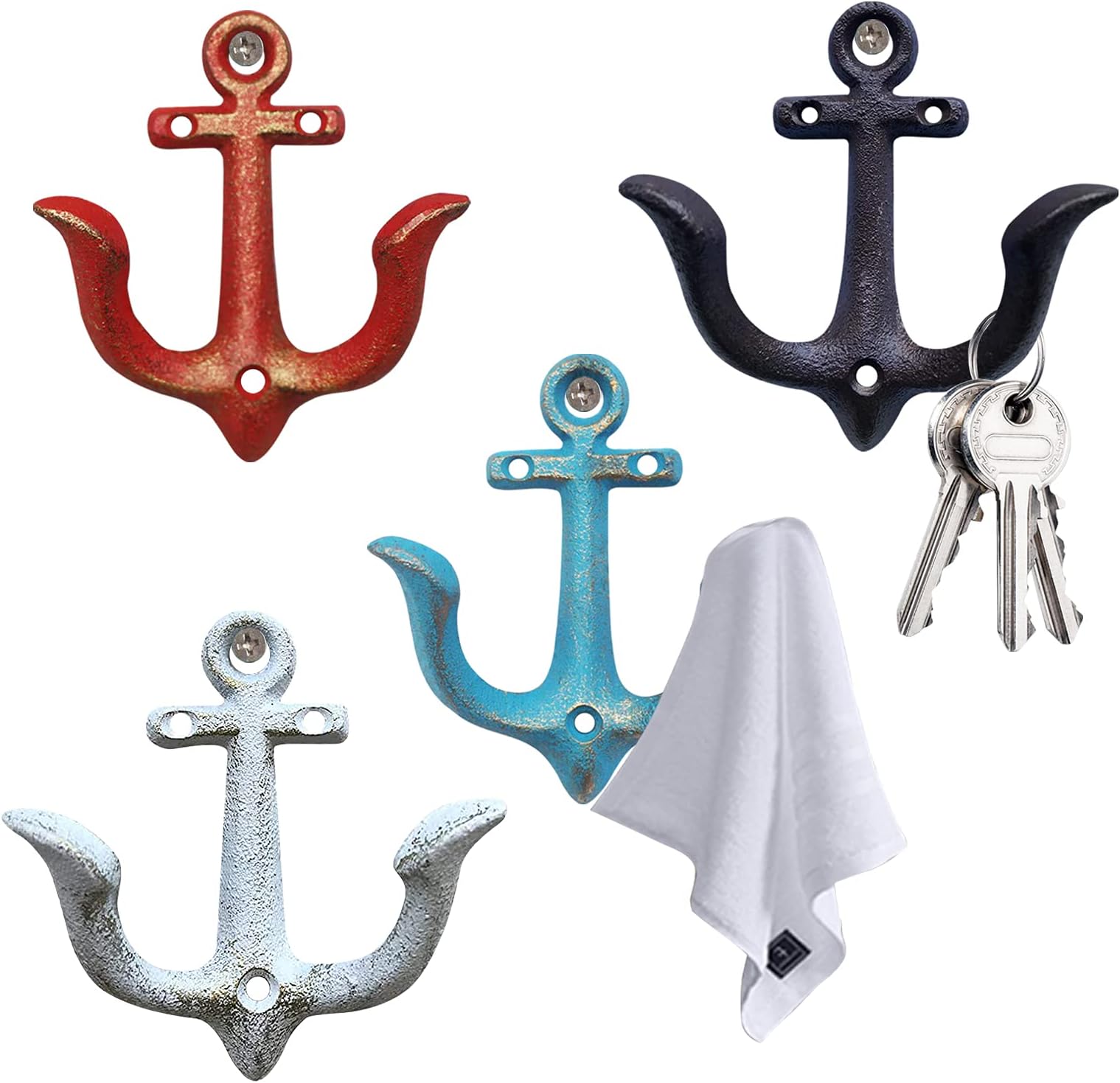 Amazon.com: MyGift 3 Hook Coastal Style Wall Mounted Entryway Coat Rack ...