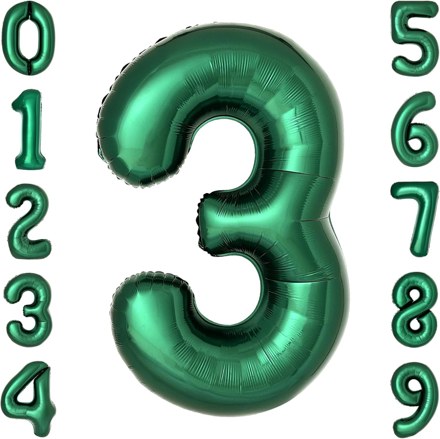 Amazon.com: Dark Green Number 3 Balloons Large Emerald Green Number ...