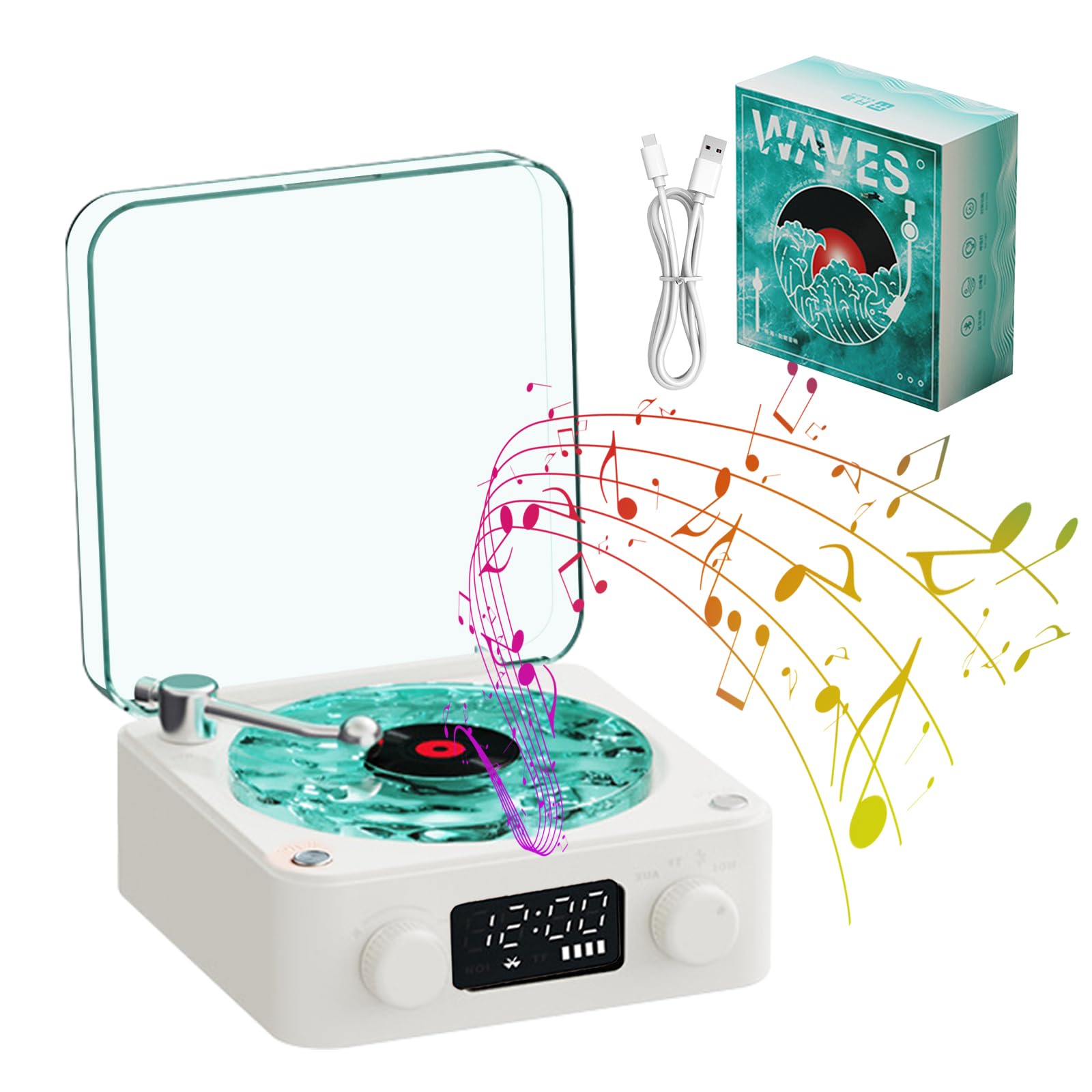Vinyl Player The Waves Vinyl Record Speaker Mini Retro White Noise ...