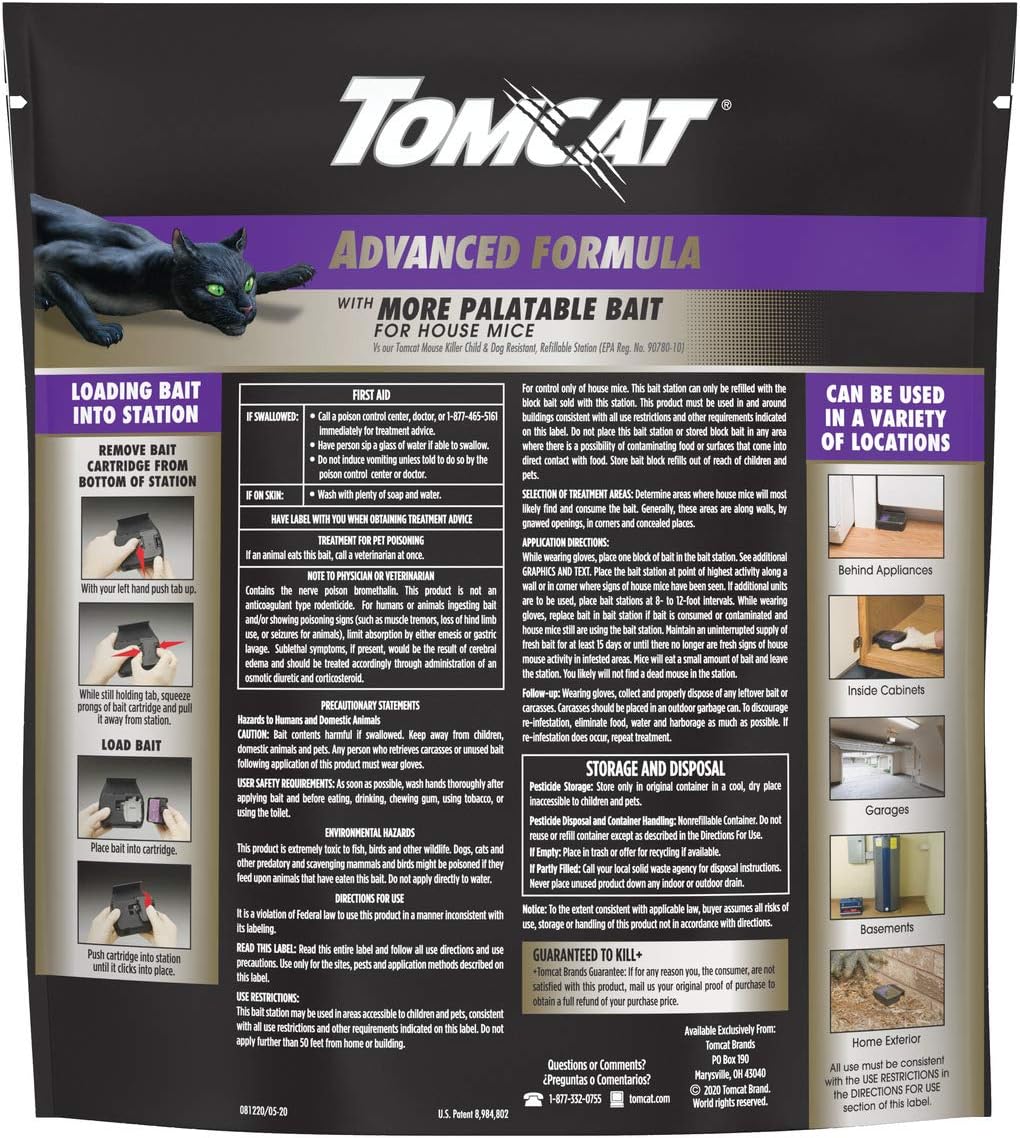 Tomcat Mouse Killer – Estación de cebo recargable – Fórmula avanzada ...